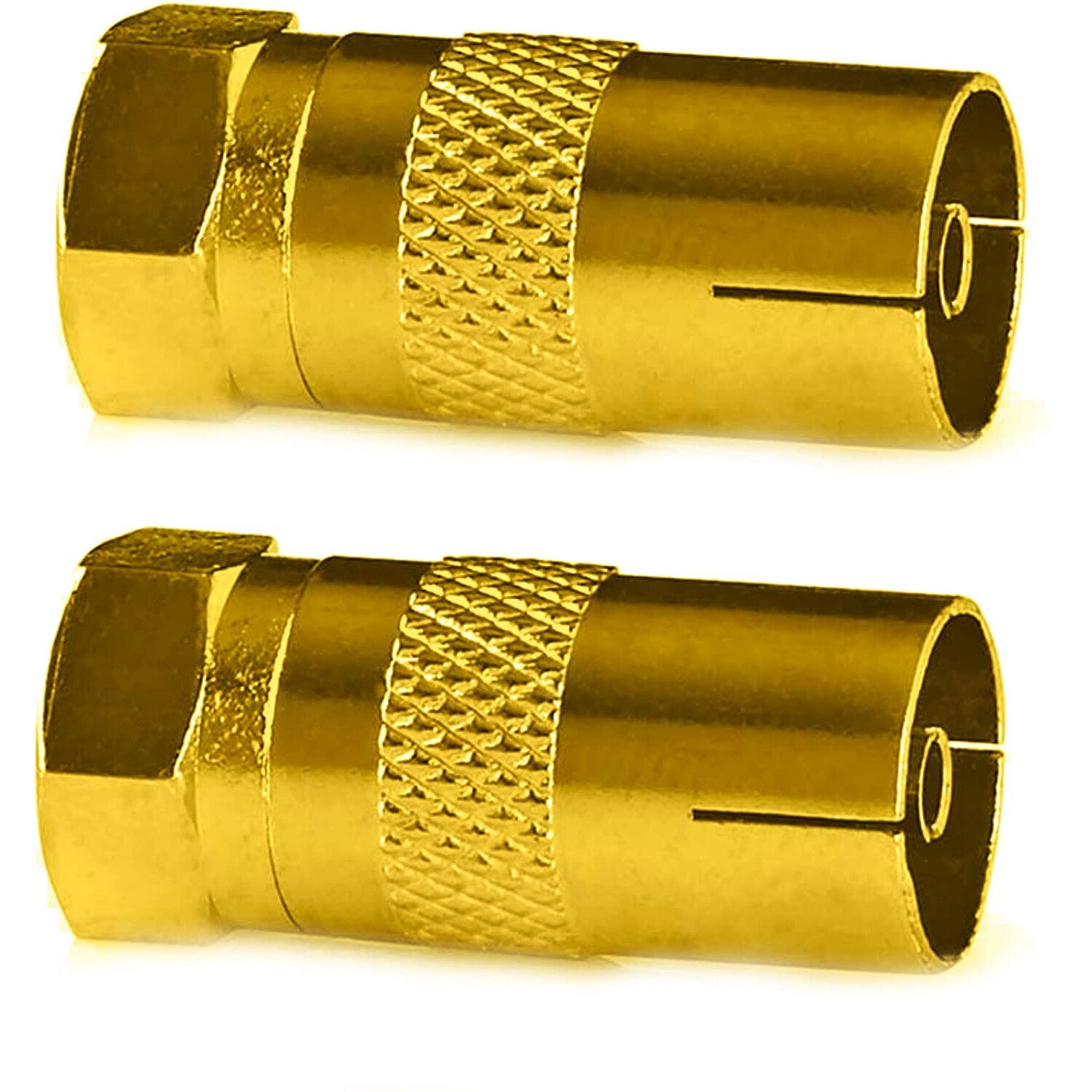 2 Stück Premium Koax Adapter Coax IEC Buchse F-Stecker TV HD 3D 4K ve ...