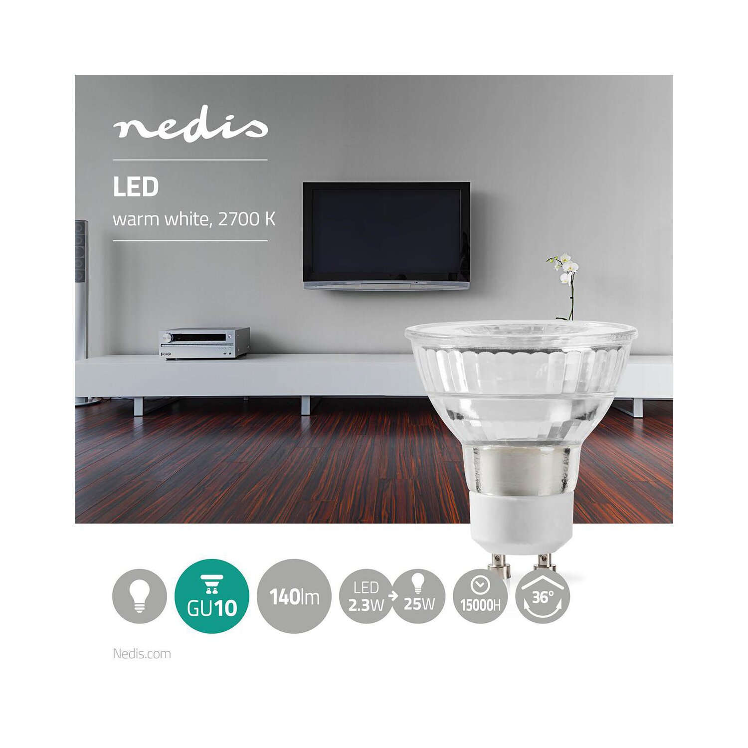 10 Stück LED Lampe GU10 Fassung Par 16 2,3 W 140 lm Gehäuse aus Glas ...
