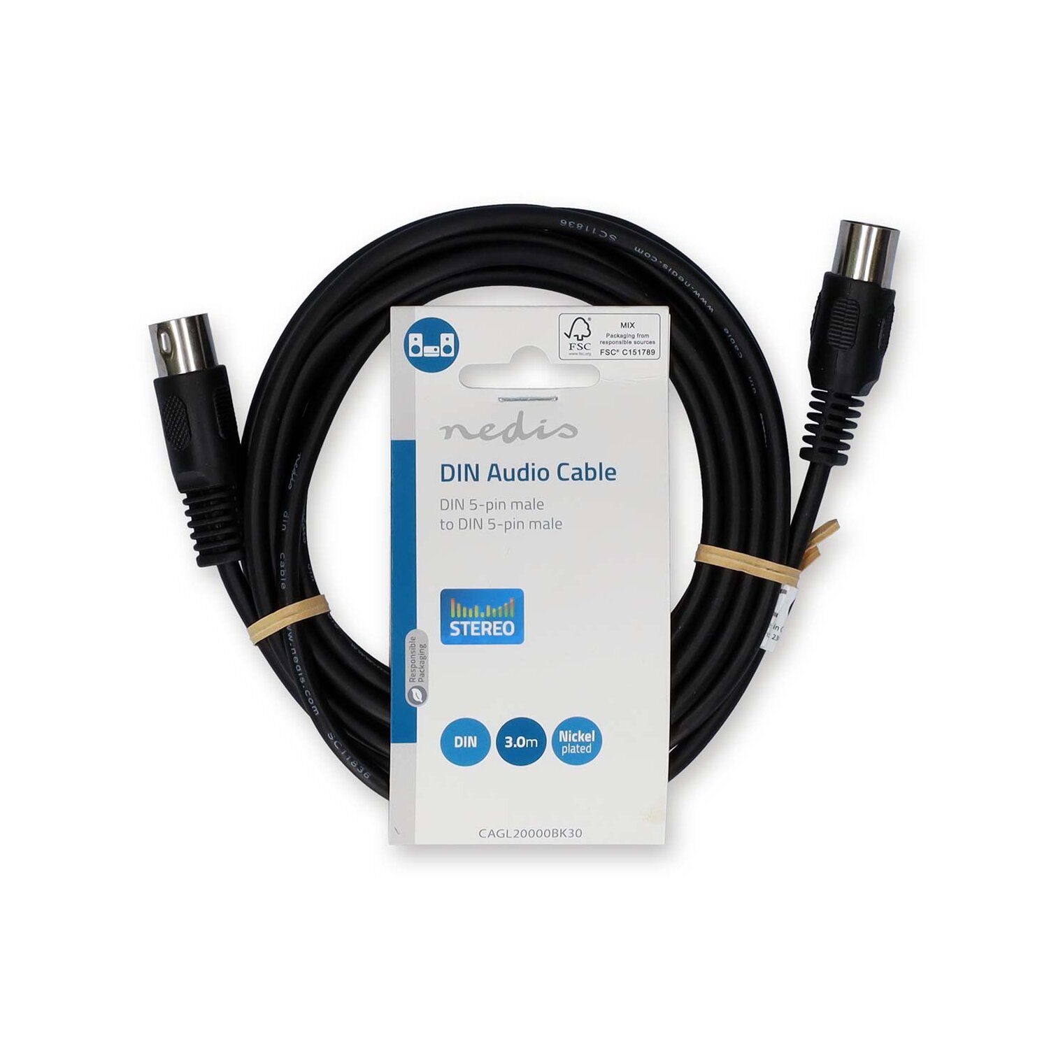 Audio-Kabel DIN 5-Pin Stecker 5 pol polig Male männlich 3m 3 Meter, 2,45
