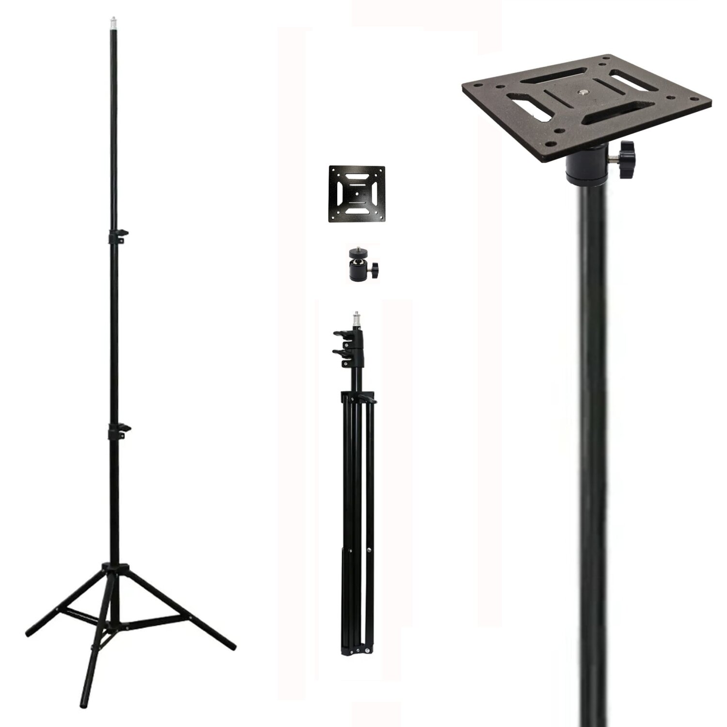 210cm Stativ + Adapter Platte Universal Ständer für Boxen Antenne Stu ...