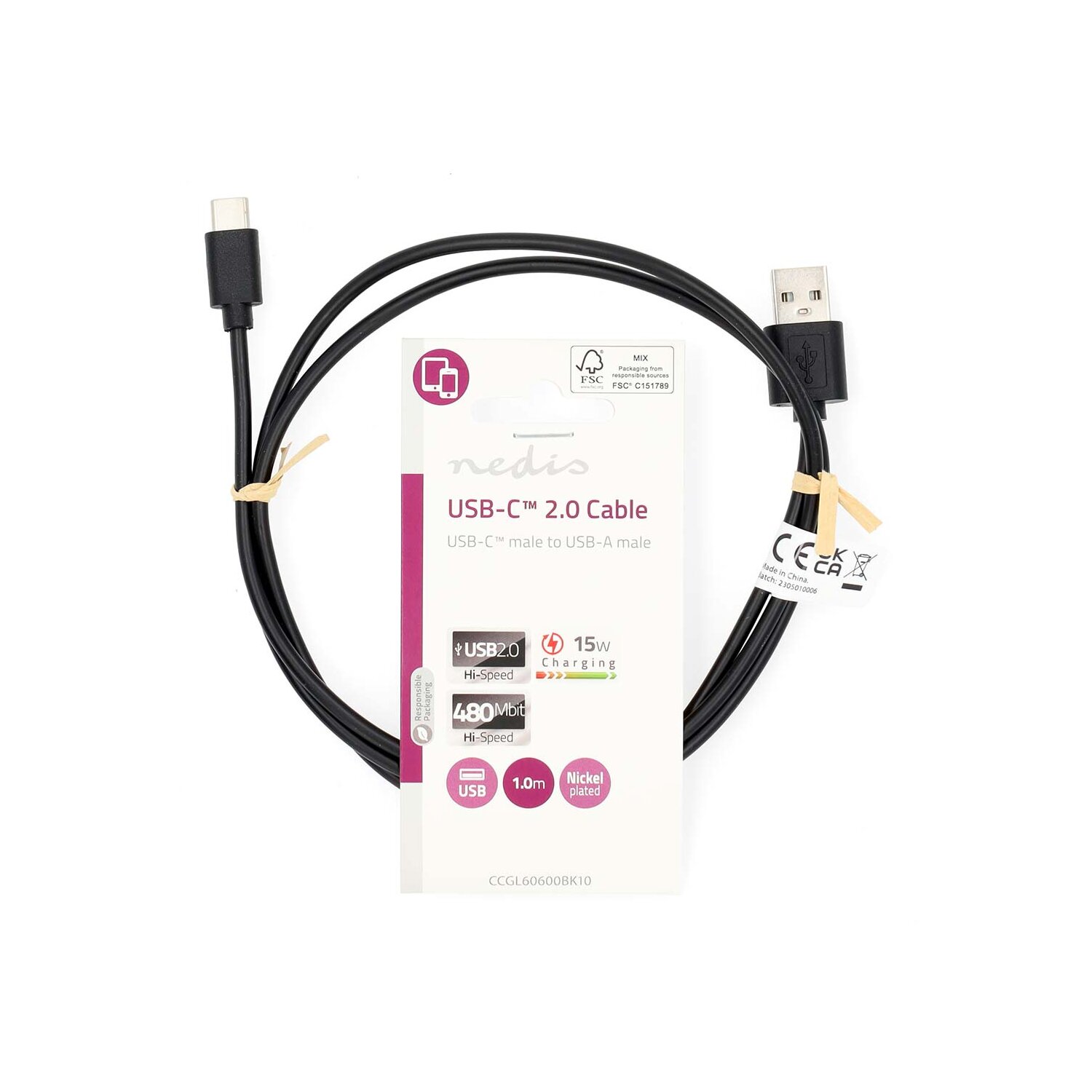 1m USB A / USB-C Stecker Kabel 15W Ladekabel Kabel Datenkabel Smartph ...