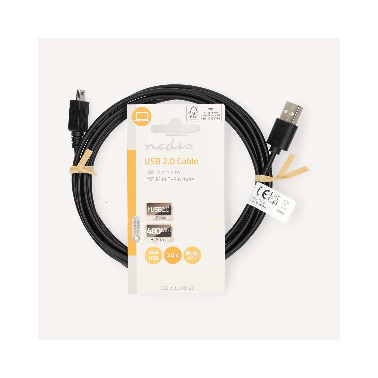 USB 2.0 A Stecker - Mini 5 Pin Stecker - 2m 2 Meter Adapter Kabel 480 ...