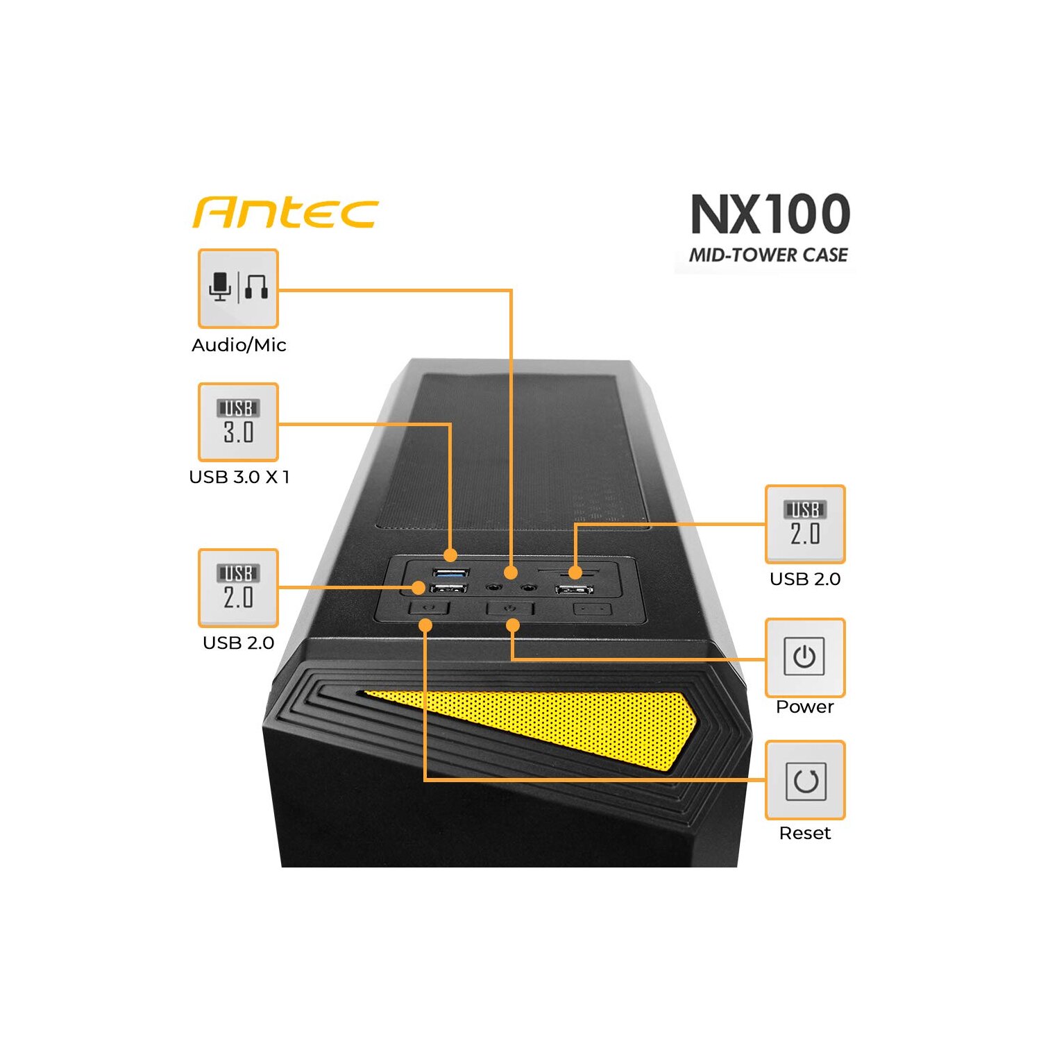 PC Midi Tower Gehäuse Gamer Gaming UBS 3.0 Design Designer, 46,49