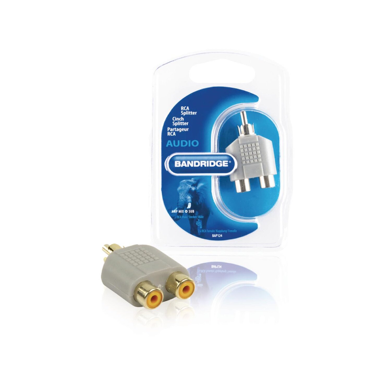 Stereo-Audio-Adapter RCA male - 2x RCA female Grau, 3,25