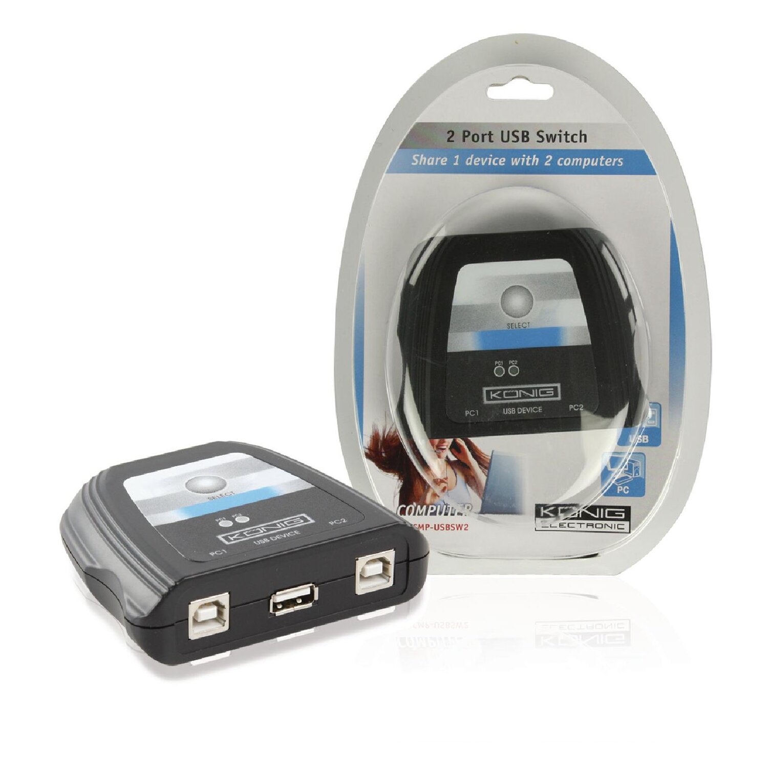 2-Port USB-Schalter Umschalter Switch Drucker PC, 11,49