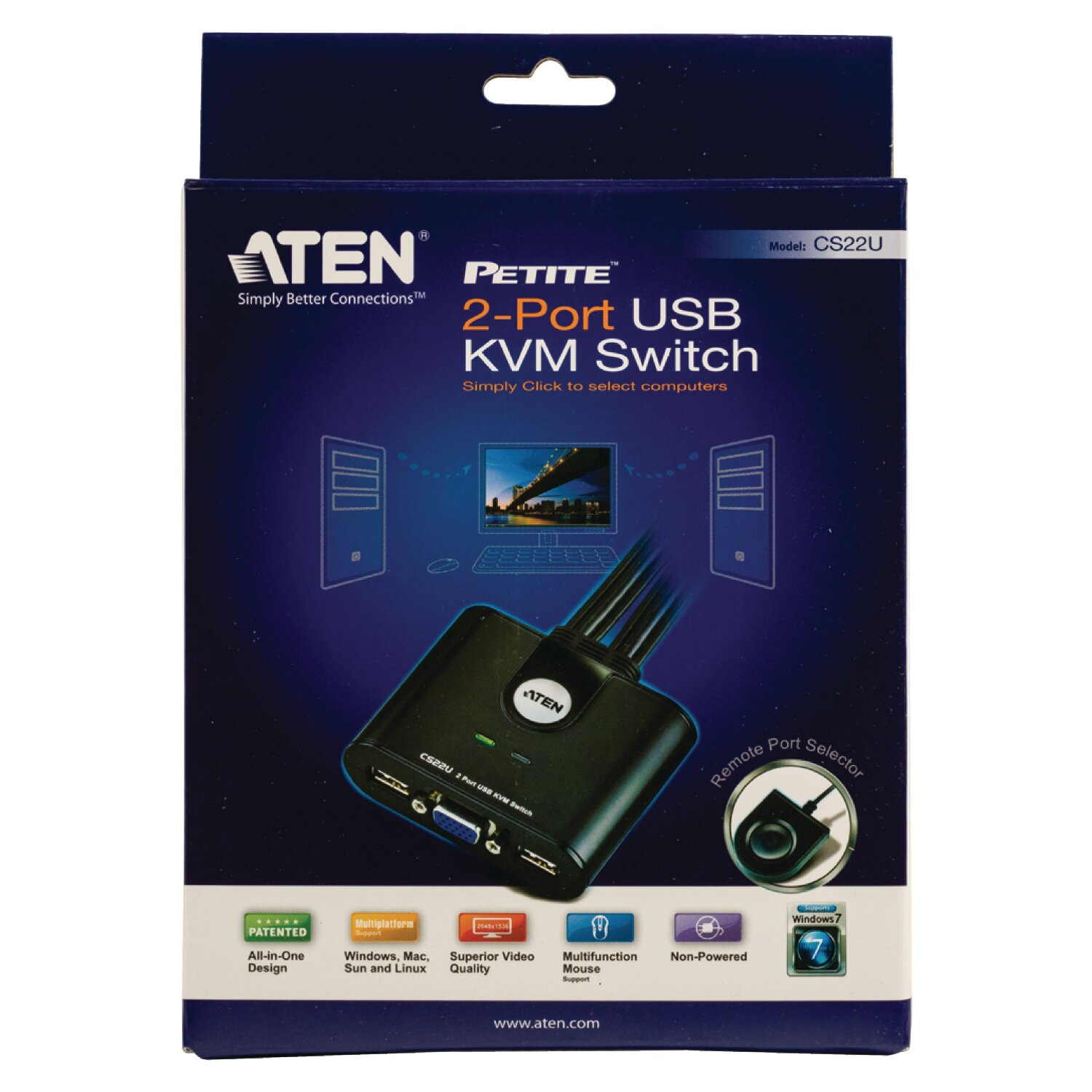 ATEN 2-Port-USB-VGA-Kabel-KVM-Switch Weiche PC Laptop Remote, 31,99