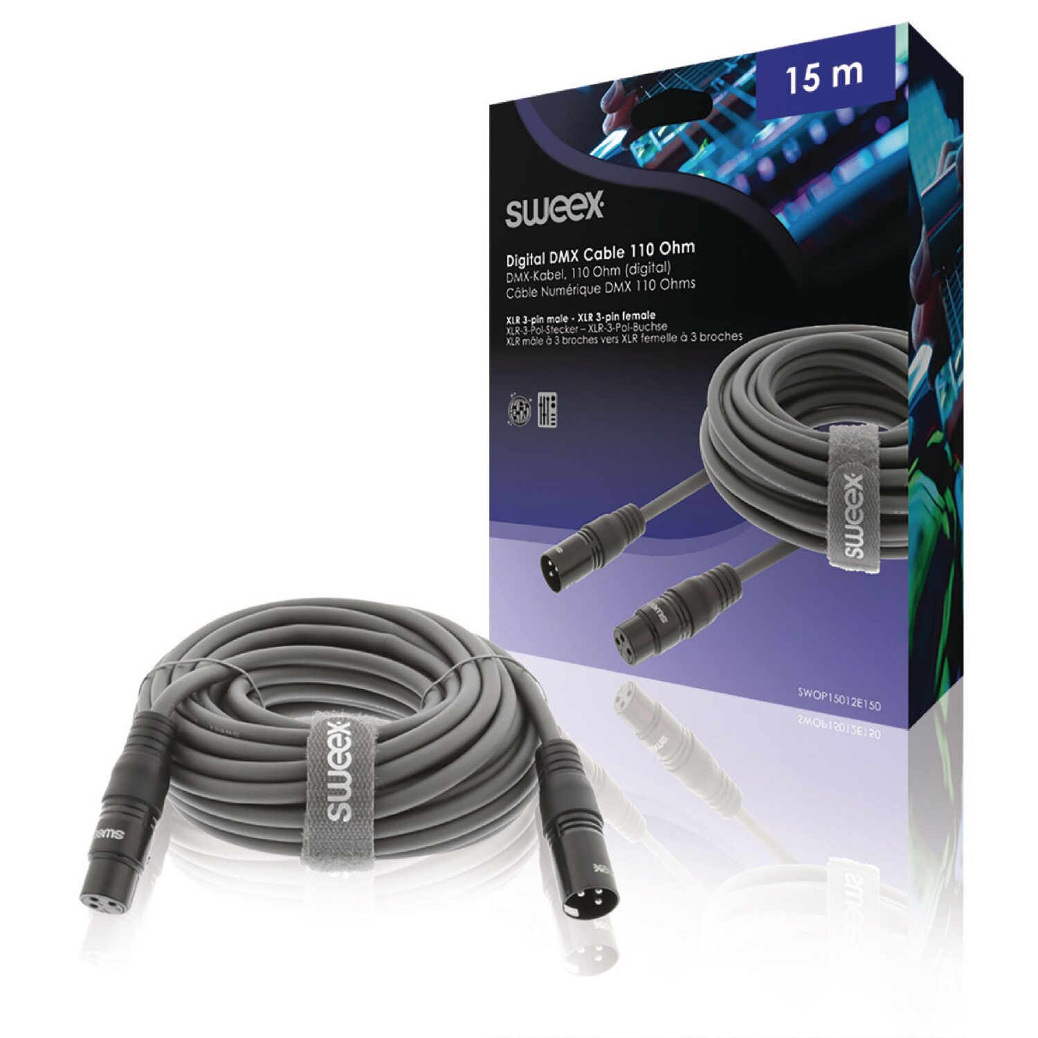 XLR-Digital-Kabel XLR 3-pol. male - XLR 3-pol. female 15.0 m Dunkelgr ...