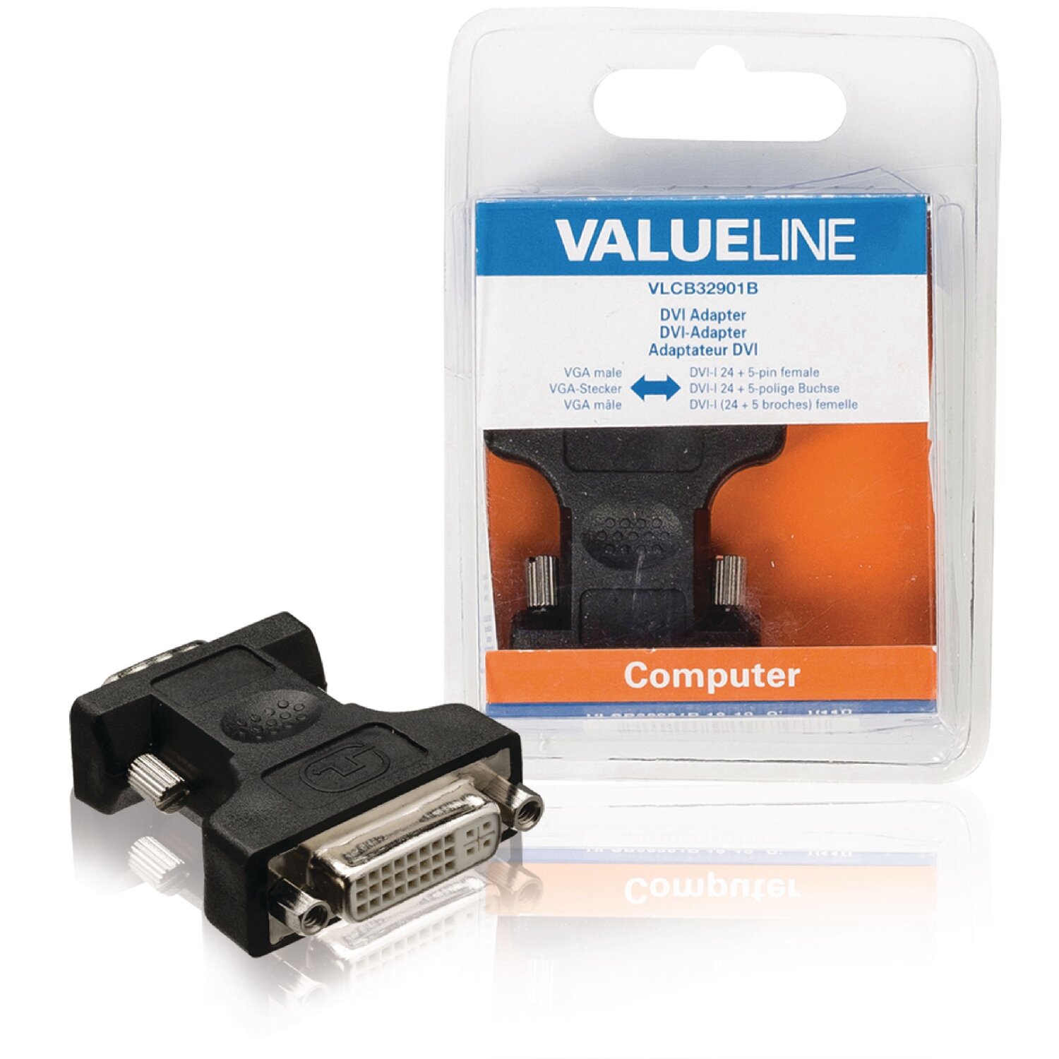 VGA-Adapter VGA male - DVI-I 24+5-pol. Buchse Schwarz, 4,25