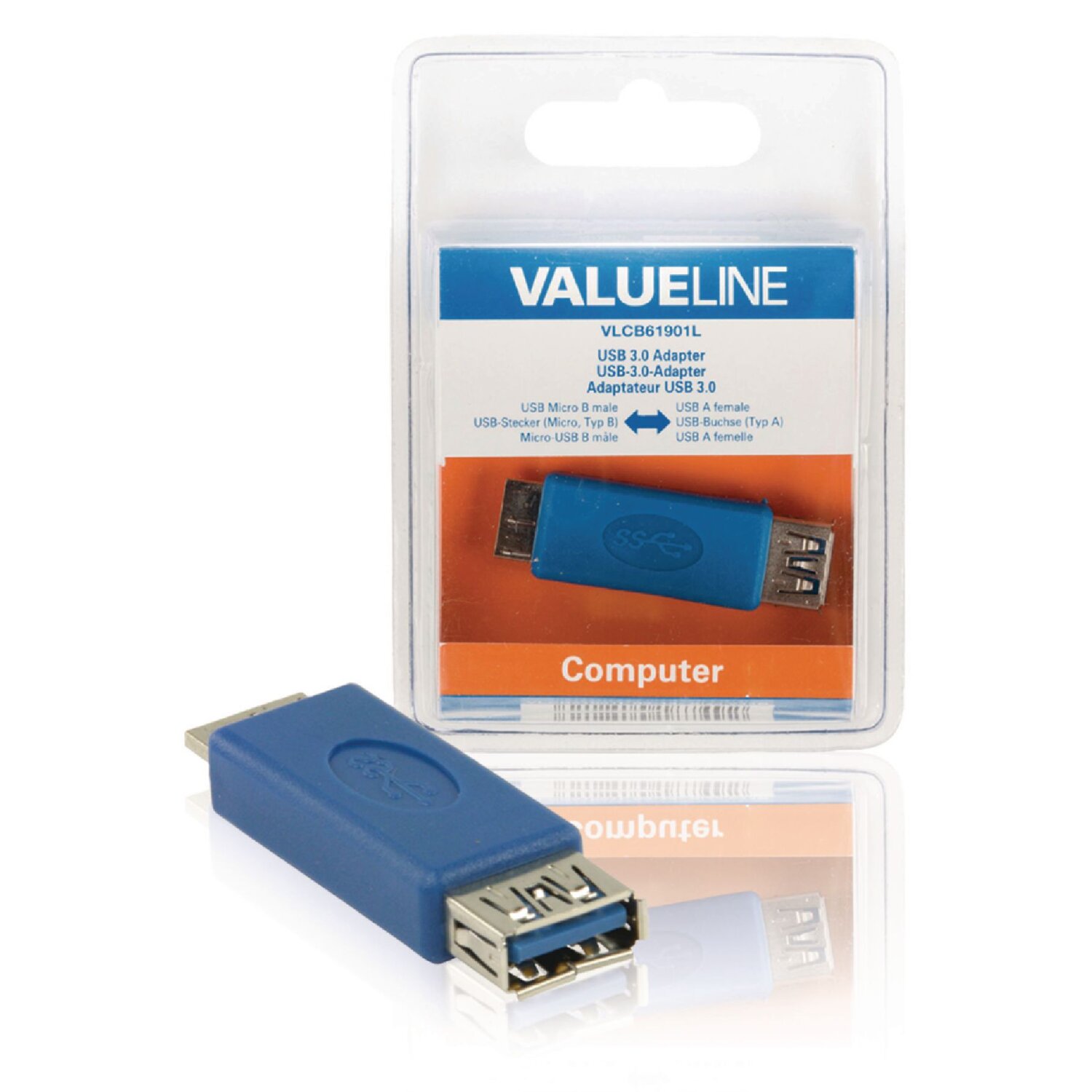 USB 3.0 Adapter Micro-B male - USB A female Blau, 5,85