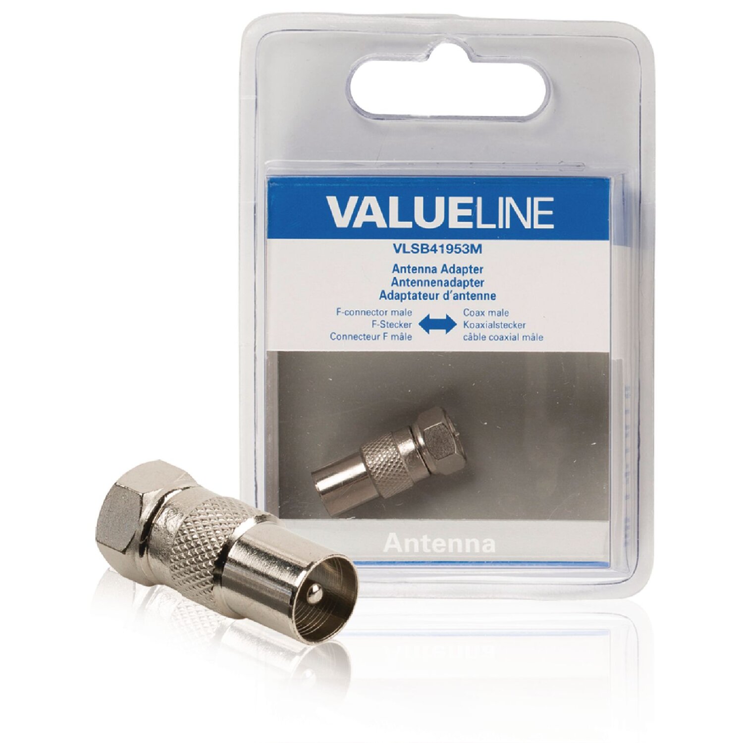 Coax-Adapter F F-male - Koax-Stecker Silber, 1,64