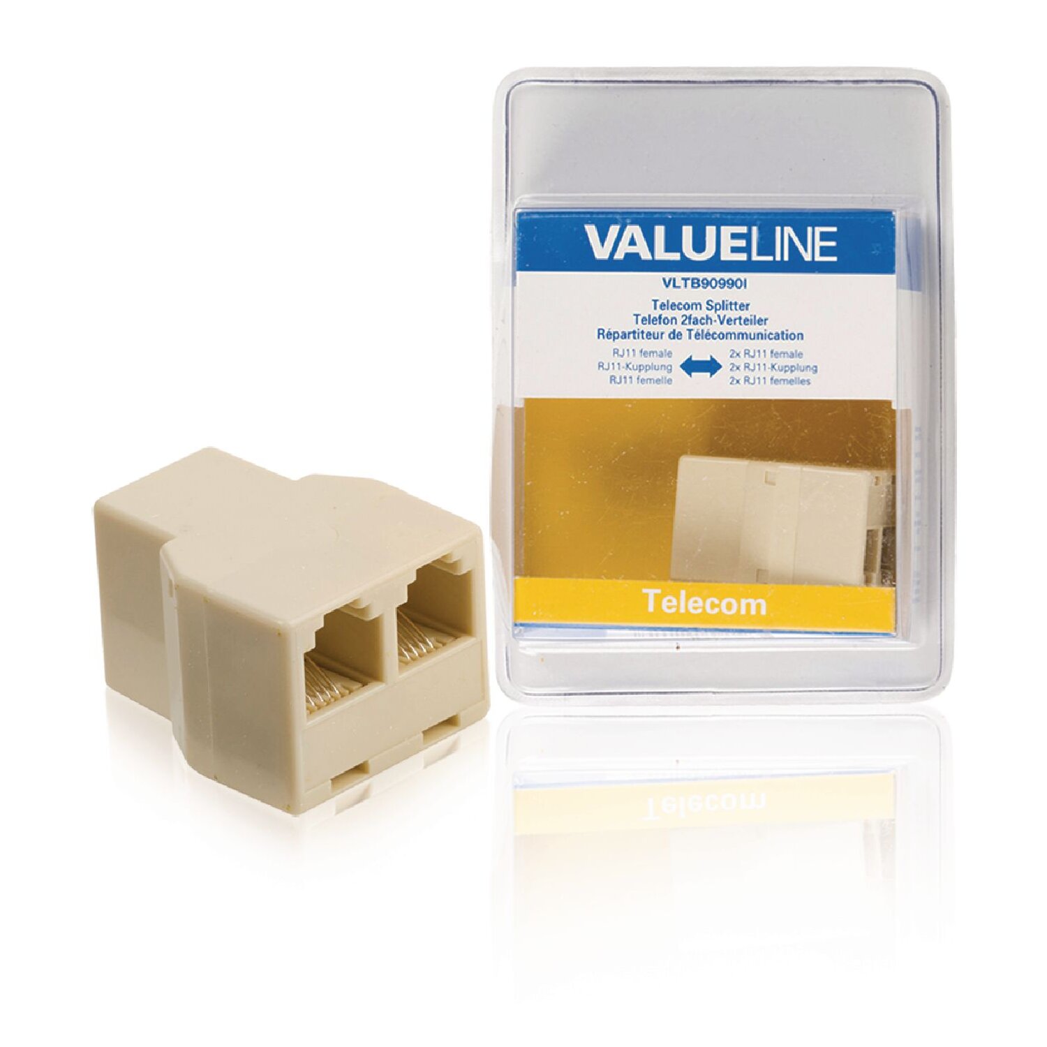 Telefonadapter RJ11 (6P4C) female - 2x RJ11 (4/6) female Elfenbein, 2,46