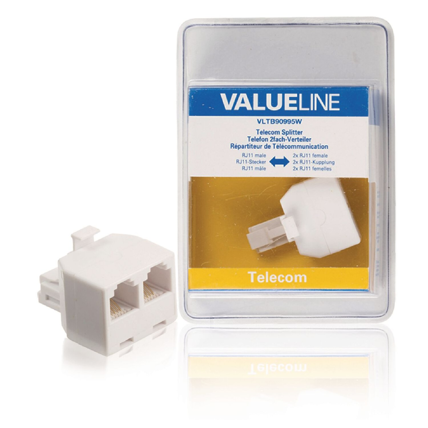 Telefonadapter RJ11 (6P4C) female - 2x RJ11 (4/6) female Weiss, 2,95