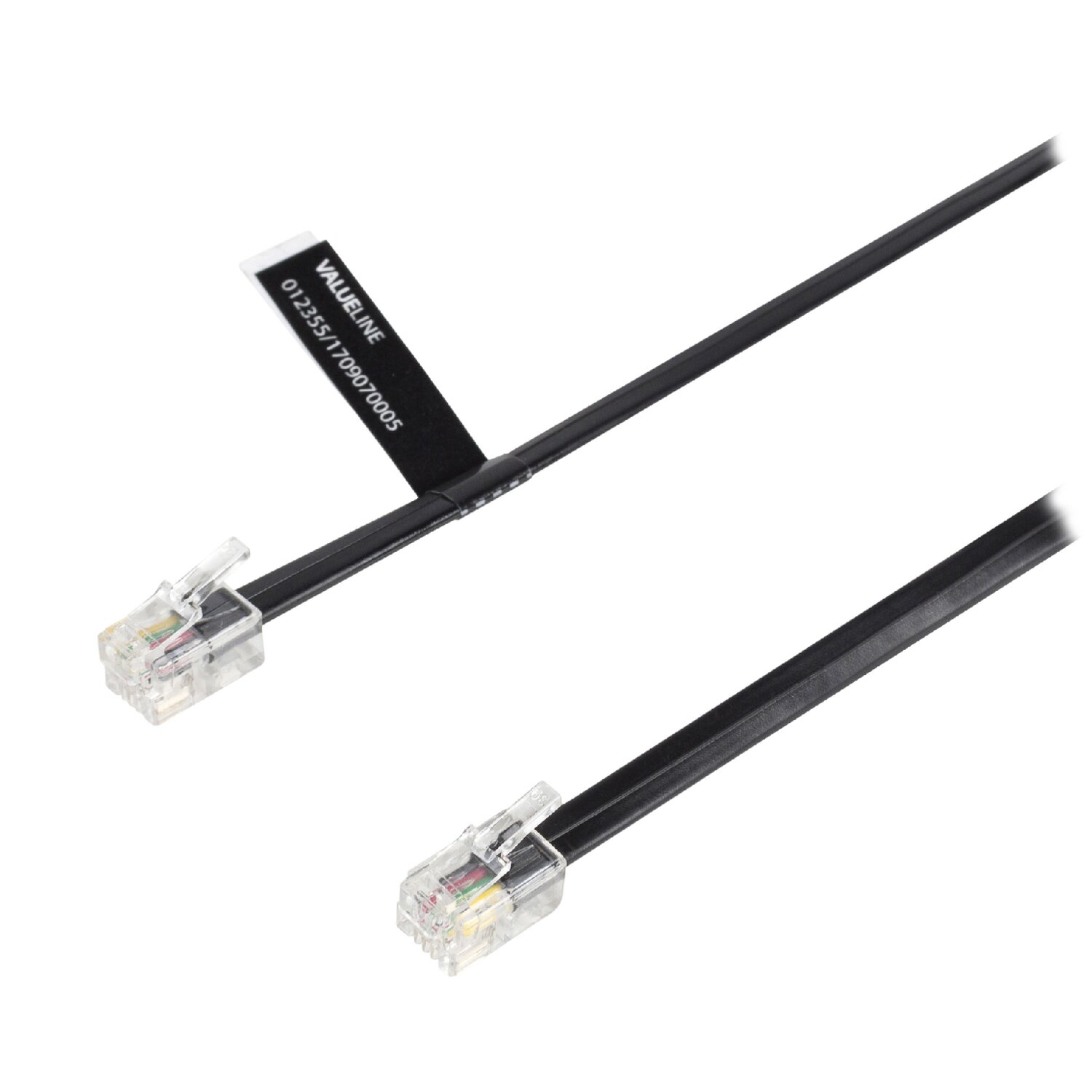 Telefonkabel RJ10 (4P4C) male - RJ10 (4P4C) male flach 1.00 m Schwarz ...