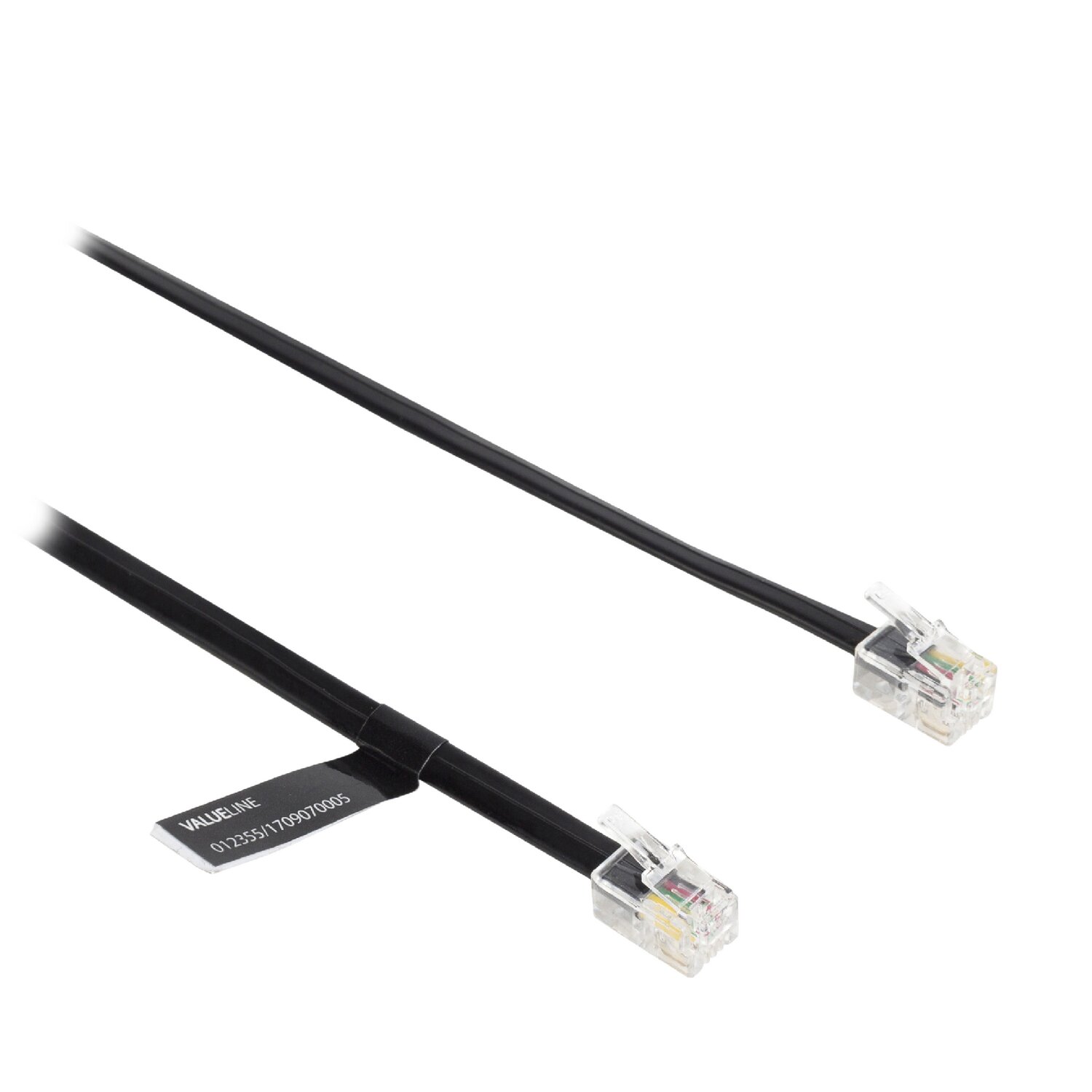 Telefonkabel RJ10 (4P4C) male - RJ10 (4P4C) male flach 5.00 m Schwarz ...