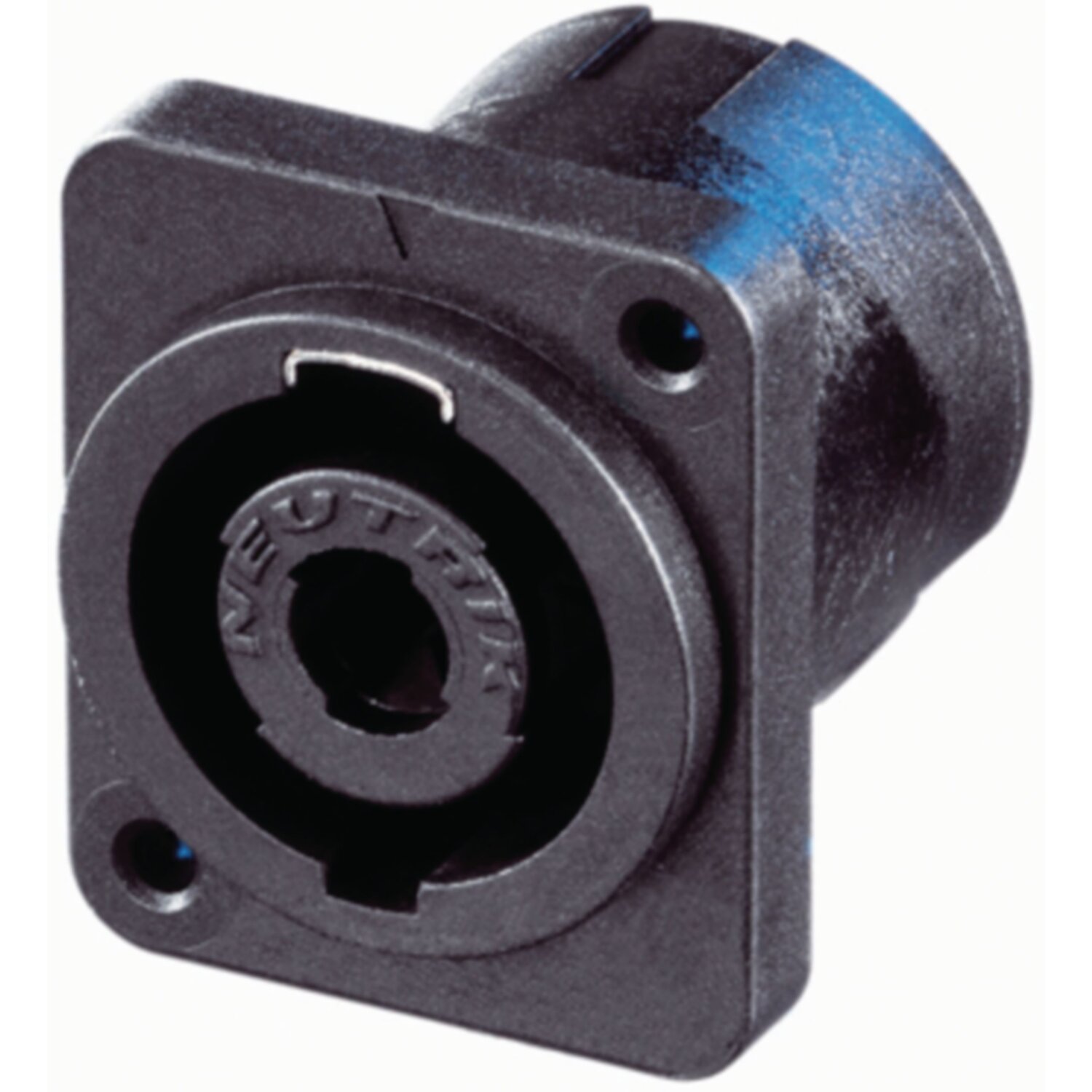 4-poliger SpeakON Einbaustecker, schwarzer D-Form Flansch, 3,15