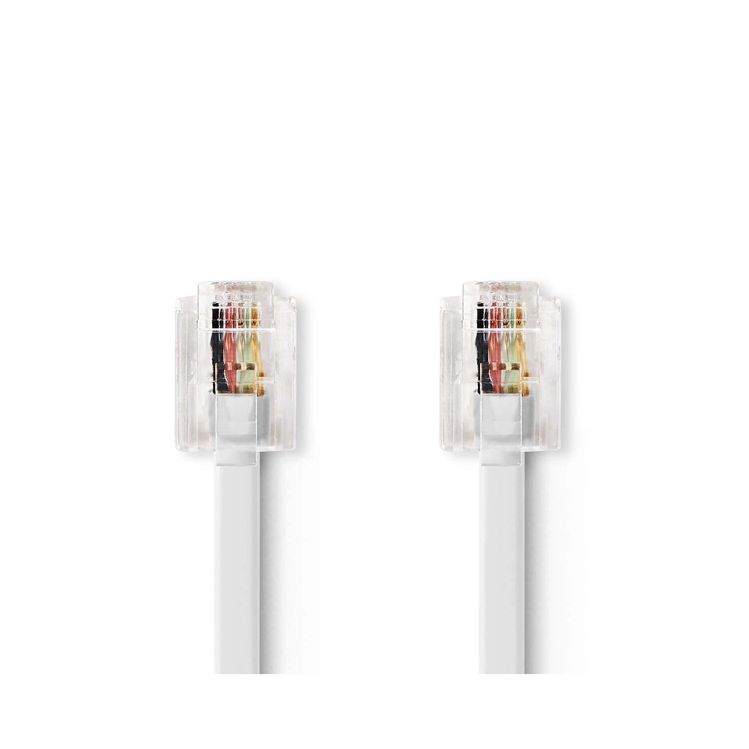 RJ11 2m Telefonkabel 6P4C RJ 11 Telefon Kabel 2 Meter weiß Flach flac ...