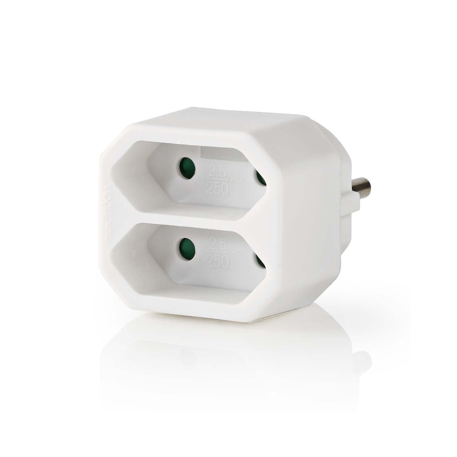 Stromverteiler | 2-Wege | Euro-Steckdose | Weiß, 1,80